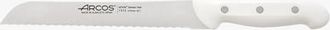 Arcos Brotmesser Edelstahl NITRUM, Gezahnt, 210 mm Klinge, Wei&szlig;er Polypropylen-Griff, Langlebig und Pr&auml;zise, Artika Serie