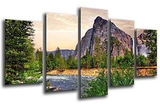 Cuadros Cámara Wandbild - Yosemite-Landschaft, Natur USA, 165 x 62 cm, Holzdruck - XXL Format - Kunstdruck, ref.26060