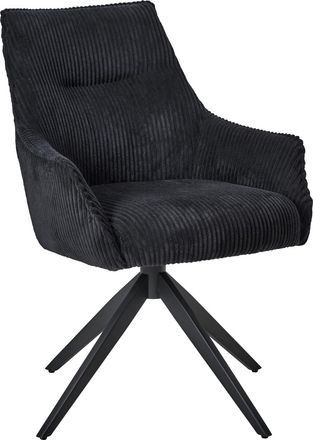 MID.YOU Mid.you Armlehnstuhl Cord, Schwarz, Metall, Textil, Drehkreuz, 61x87x65 cm, Sitzfläche 360° drehbar, Stühle