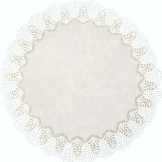 Plauener Spitze 4048M02_14_75 Tischdecke Design Oslo, 14 cm breite Spitze, 75 cm, rund