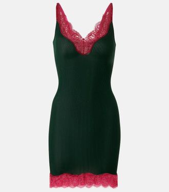 Saint Laurent Slipdress aus Seiden-Jersey mit Spitze