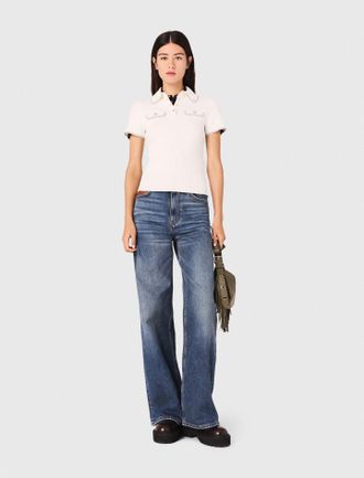 Maje Kurzarm-poloshirt - Ecru - Maje