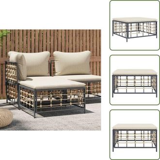 vidaXL Vidaxl - Tabouret de jardin avec coussin beige r&eacute;sine tress&eacute;e - Chaise De Jardin - Fauteuil De Jardin - Mobilier De Jardin - Pouf Ext&eacute;rieur - Set De