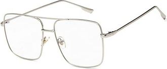 Generic Lunettes de soleil simples à grand cadre pour femmes quadrilatérales lunettes de soleil pour femmes lunettes féminin rétro UV400, Argenté., Taille uni