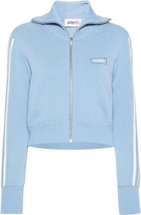 Autry Femme, Pulls, Bleu, Taille: 44 FR Logo Cardigan