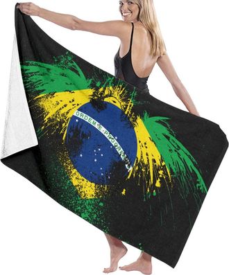 Generic Adler Brasilien Flagge Velours Badetuch Pflegeleicht Strandtuch Mikrofaser Badetuch Für Reisen Outdoor Sauna 80X130Cm