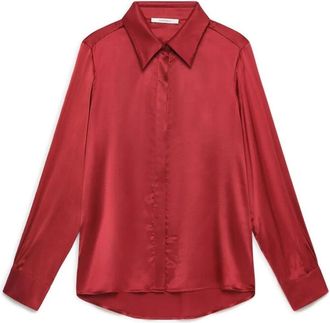 Maliparmi Maliparmi, Femme, Blouses et Chemises, Rouge, Taille: 36 FR Silk Satin Shirt