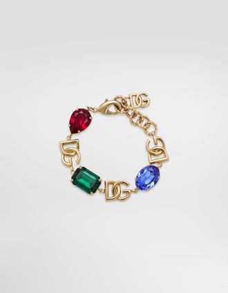 Dolce & Gabbana Armband Mit Dg-logo Und Mehrfarbigen Strasssteinen - Frau Bijoux Mehrfarbig Metall Onesize