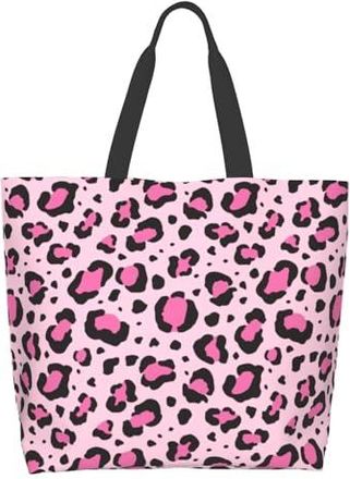 Generic L&eacute;opard Roses Et Noir5 Sac A Main Femme Imperm&eacute;able Sacs R&eacute;utilisable Sac Courses Pour Quotidienne Plage Universit&eacute;