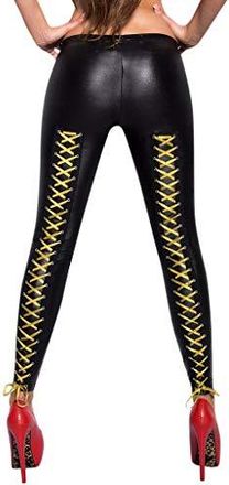 Generic Legging en cuir synth&eacute;tique pour femme - Mat - Taille haute - Pantalon extensible confortable - Collants dhiver pour carnaval et f&ecirc;te des ann&eacute;es 80, j