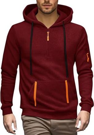 Generic Lightweigh Sweat &agrave; capuche uni pour homme 2026 Printemps 2026 Sweatshirts d&eacute;contract&eacute;s &agrave; fermeture &eacute;clair int&eacute;grale &agrave; manches longues Sweat de sport p