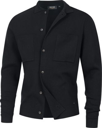 Indicode Herren INBellino Cardigan aus Baumwoll-Mix mit Knopfleiste | Strickjacke Feinstrick Jacke f&uuml;r M&auml;nner Black, L