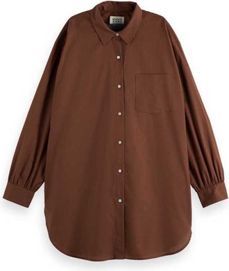 Scotch & Soda Womens Oversized Light Weight Cotton Shirt, Cold Brew, 38