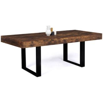 IDMarket Idmarket - Table &agrave; manger rectangle phoenix 8 personnes bois effet vieilli et noir 200 cm
