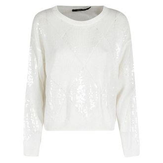 Seventy Femme, Pulls, Blanc, Taille: 38 FR Girocollo Paillettes