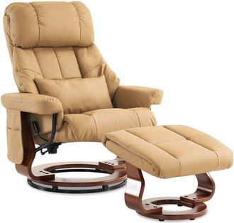 MCombo M Mcombo Massagesessel mit Hocker, 360&deg; drehbarer Relaxsessel mit Liegefunktion, moderner TV-Sessel Fernsehsessel mit Seitentasche f&uuml;r Wohnzimmer