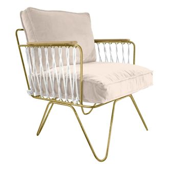 Honor&eacute; Fauteuil Croisette dor&eacute; mat epoxy, velours Honor&eacute;