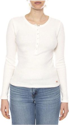 Levi's Femme, Blouses et Chemises, Beige, Taille: 40 FR Dry Goods Henley Waffle Long-Sleeve Top