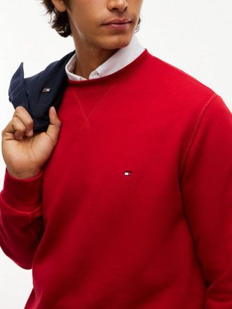 Tommy Hilfiger Sweatshirt ESS SEASONAL FLEECE CREWNECK mit Rundhals und Stickerei unifarben, casual, regular fit, Baumwollmix, Rundhals