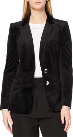 Find. FIND Damen Regular Fit Anzugjacke Velvet blazer J4388, Gr. 38 (Herstellergr&ouml;&szlig;e: M), Schwarz (Black)