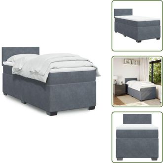 vidaXL Boxspringbett mit Matratze Dunkelgrau 100x200 cm Samt - Samtbett - Boxspringbett - Doppelbett - Bettrahmen - Kopfteil