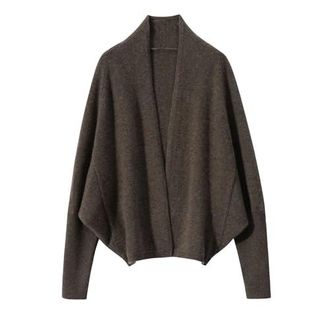 Generic Cardigan classique en cachemire &agrave; manches longues pour femme - Couleur unie - Haut doux et ample, Brun moka, taille unique