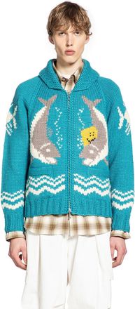 KAPITAL Hand Knit Peckish Trout Zip Cardigan