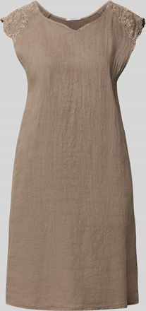 Zabaione Minikleid aus Leinen-Mix mit Stitchings