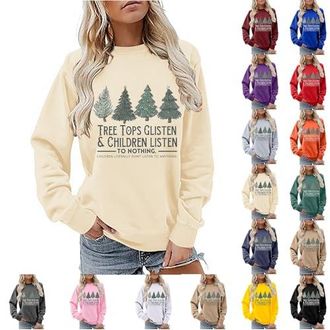 Generic HUIFUAO Pull de Noël Glisten And Children Listen To Nothing Sweat-shirt de Noël pour femme Pull de Noël amusant Pull tendance Costumes de festival Vêt