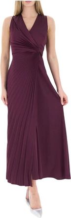 Rinascimento Femme, Robes, Violet, Taille: 44 FR Robe Longue en Satin Pliss&eacute;