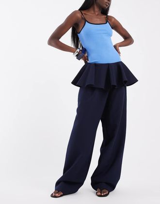 Asos Pantalon ajust&eacute; avec jupe - Bleu marine-Pas de couleur