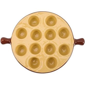 BESPORTBLE Assiette &Agrave; Escargots En C&eacute;ramique 23X17Cm Avec Poign&eacute;es Antid&eacute;rapantes Plat &Agrave; Escargots Pour Four Et Service Culinaire