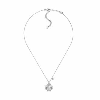 Emporio Armani Damen-Edelstahl- oder Sterlingsilber-Halskette mit Karabinerverschluss, Metallisches Silber