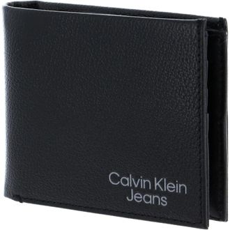 Calvin Klein Leder Bifold Portemonnaie mit M&uuml;nzfach - - Accessories - Herren - Schwarzk - ONE SIZE