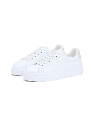 Tommy Hilfiger Plateausneaker TOMMY HILFIGER TH CHIC CUPSOLE PLATFORM, Damen, Gr. 37, wei&szlig;, ecru, Nappaleder, unifarben mit Farbeinsatz, Schuhe Plateausneaker, Freiz