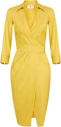 Elisabetta Franchi Femme, Robes, Jaune, Taille: 38 FR Abito a portafoglio in cotone stretch