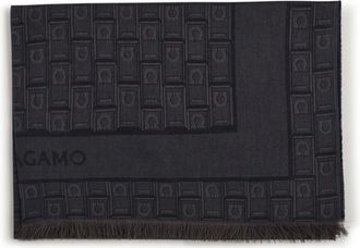 Ferragamo Homme, Accessoires, Bleu, Taille: ONE Size Gancini Jacquard Scarf