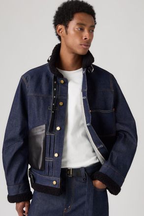 Levi's Homme Veste Sherpa Levis X Sacai - Homme - D&eacute;lavage Fonc&eacute; / Vintage - L