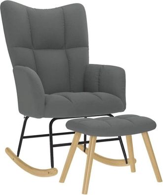 vidaXL Schaukelstuhl mit Fußhocker Dunkelgrau Stoff - Vidaxl
