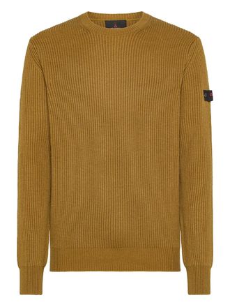 Peuterey pull en laine côtelée à col rond - Marron