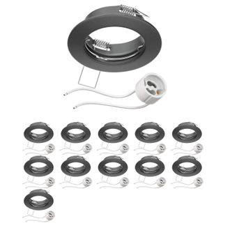 LEDs Com 12 St&uuml;ck Decken-Einbaurahmen FERE Einbaurahmen anthrazit matt (LED/Halogen/GU10/MR16/PAR16/50mm) inkl. GU10 Fassung
