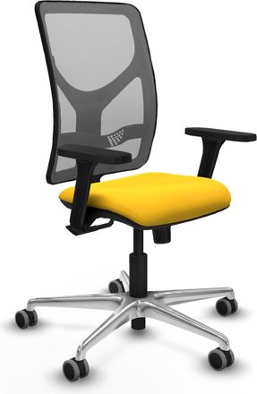 Piqueras y Crespo Drehstuhl mit 3D-Armlehnen, h&ouml;henverstellbare Lendenwirbelst&uuml;tze, ausgestattet mit 3 Positionen und Schneidschaum, Grau/Gelb