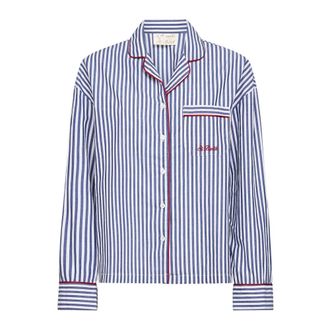 MC2 Saint Barth Femme, Blouses et Chemises, Multicolore, Taille: 38 FR Stripes v Piping Shirt