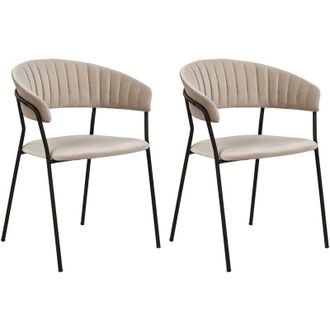 Beliani Esszimmerstuhl 2er Set MARIPOSA Samtstoff Taupe