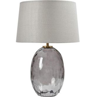 Beliani Beliani - Lampe à Poser Moderne Minimaliste Base en Verre Abat-Jour Tambour en Tissu Gris Bonelli