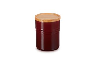 LE CREUSET Le Creuset Steinzeug Mittelgro&szlig;e Vorratsdose mit Holz-Deckel, Steinzeug, 540 ml, 10 cm, Garnet, 60825549490099