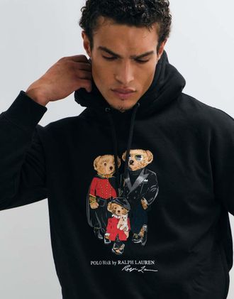 Polo Ralph Lauren sweat &agrave; capuche imprim&eacute; ours noir