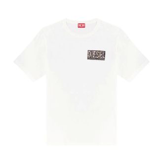 Diesel Homme, Tops, Blanc, Taille: XL Ajuster R19 Ivoire T-shirt Coton