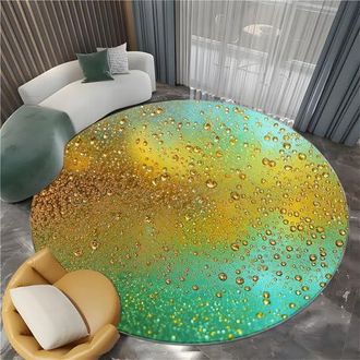 Generic Couleur Tapis Rond antid&eacute;rapant Minimalist, Doux et Lavable en Machine Tapis Rond &agrave; Motif D&eacute;grad&eacute; Texture Cristalline pour Chambre &agrave; Coucher Salon Sal
