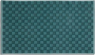 Möve Monochrome Check Velours Duschvorlage 50 x 80 cm aus 75% Baumwolle/ 25% Viskose aus Bambus-Zellstoff, Malachite